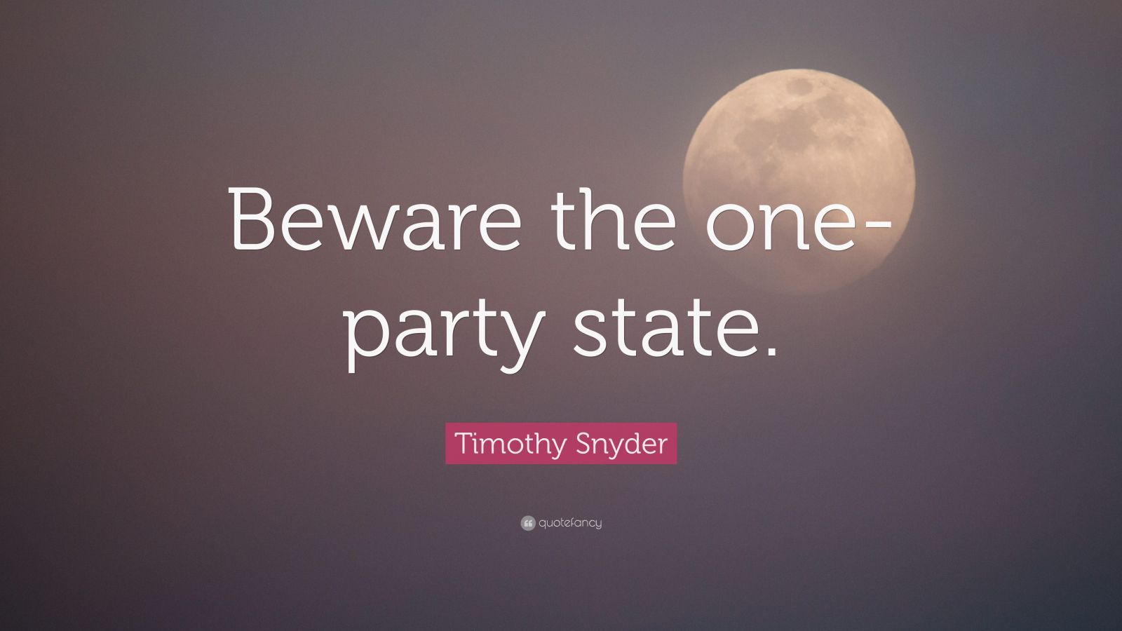 Timothy Snyder Quote: “Beware the one-party state.”