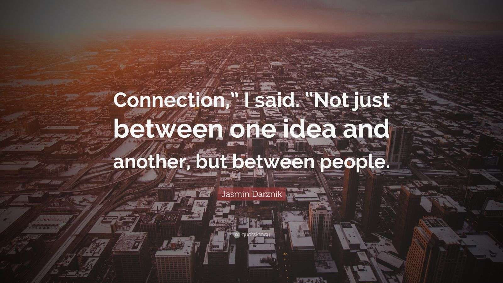 Jasmin Darznik Quote: “Connection,” I said. “Not just between one idea ...