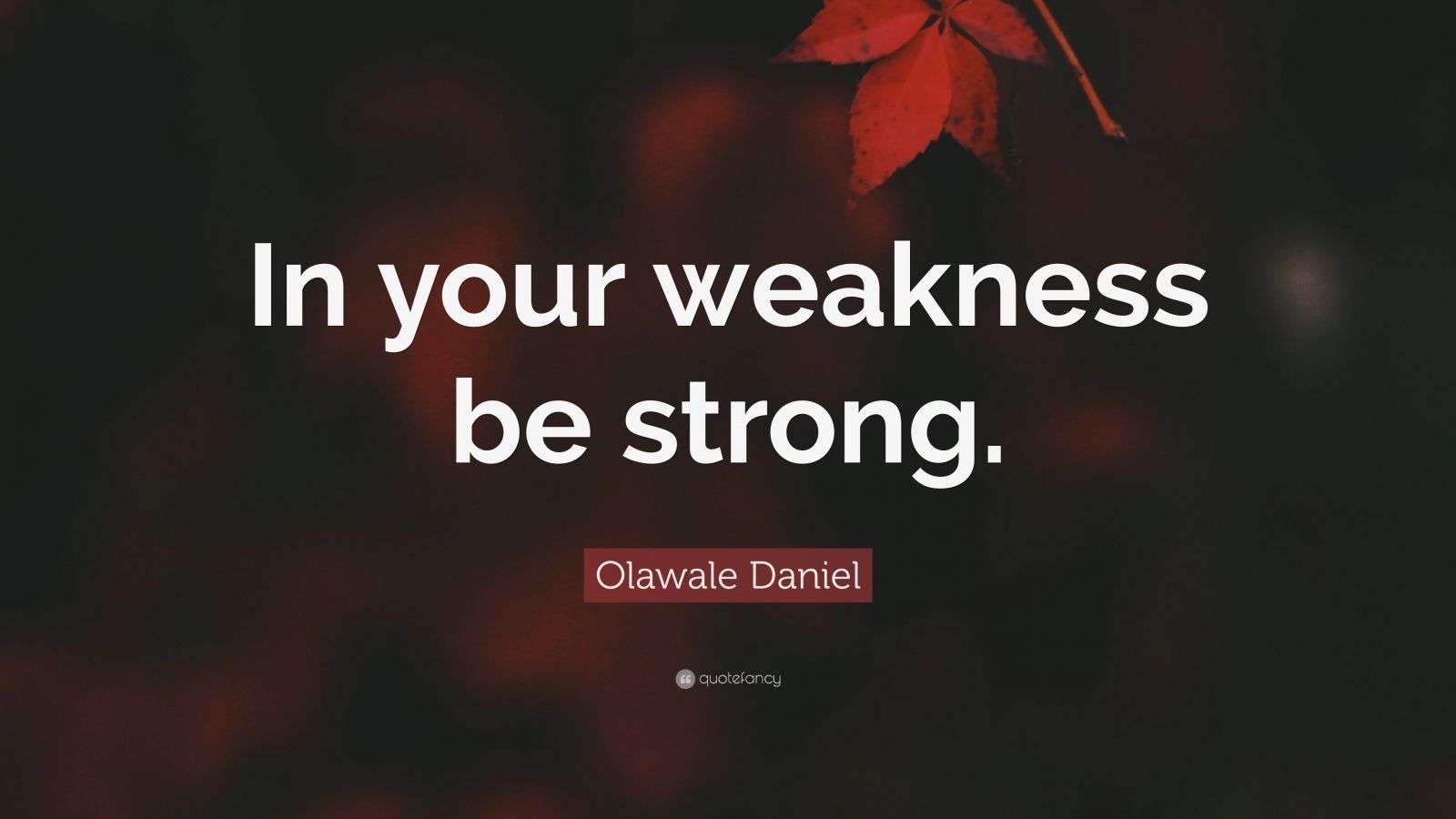 Olawale Daniel Quote: “In your weakness be strong.”