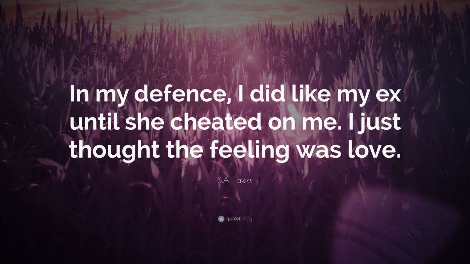 S.A. Tawks Quote: “In my defence, I did like my ex until she cheated on ...