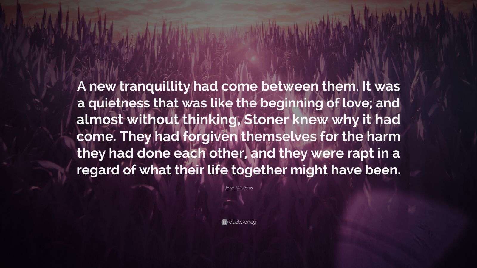 John Williams Quote: “A new tranquillity had come between them. It was ...