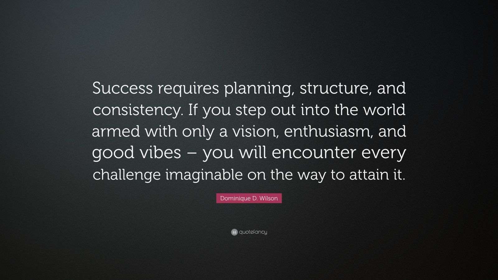 Dominique D. Wilson Quote: “Success requires planning, structure, and ...