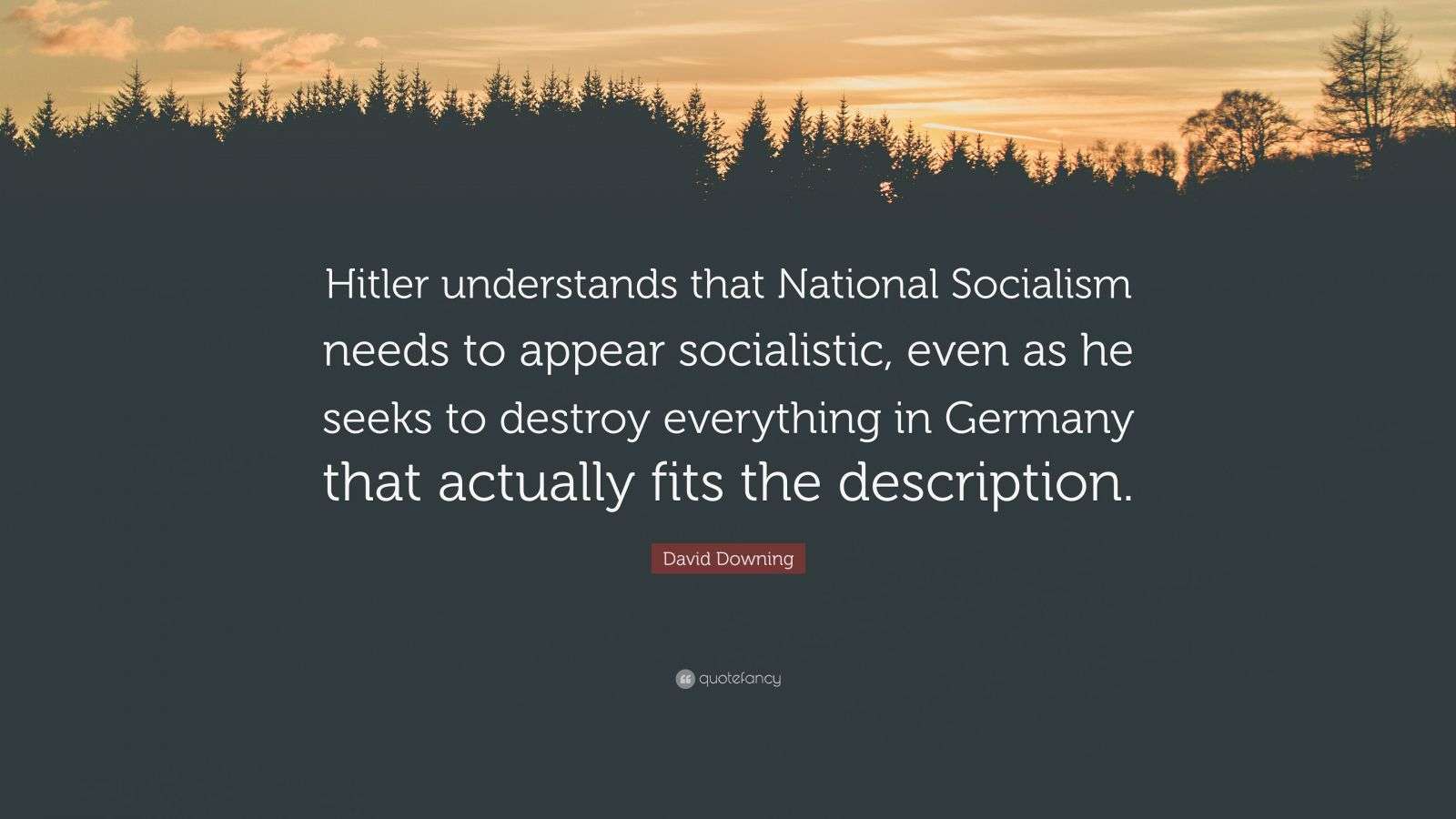 David Downing Quote: “Hitler understands that National Socialism needs ...