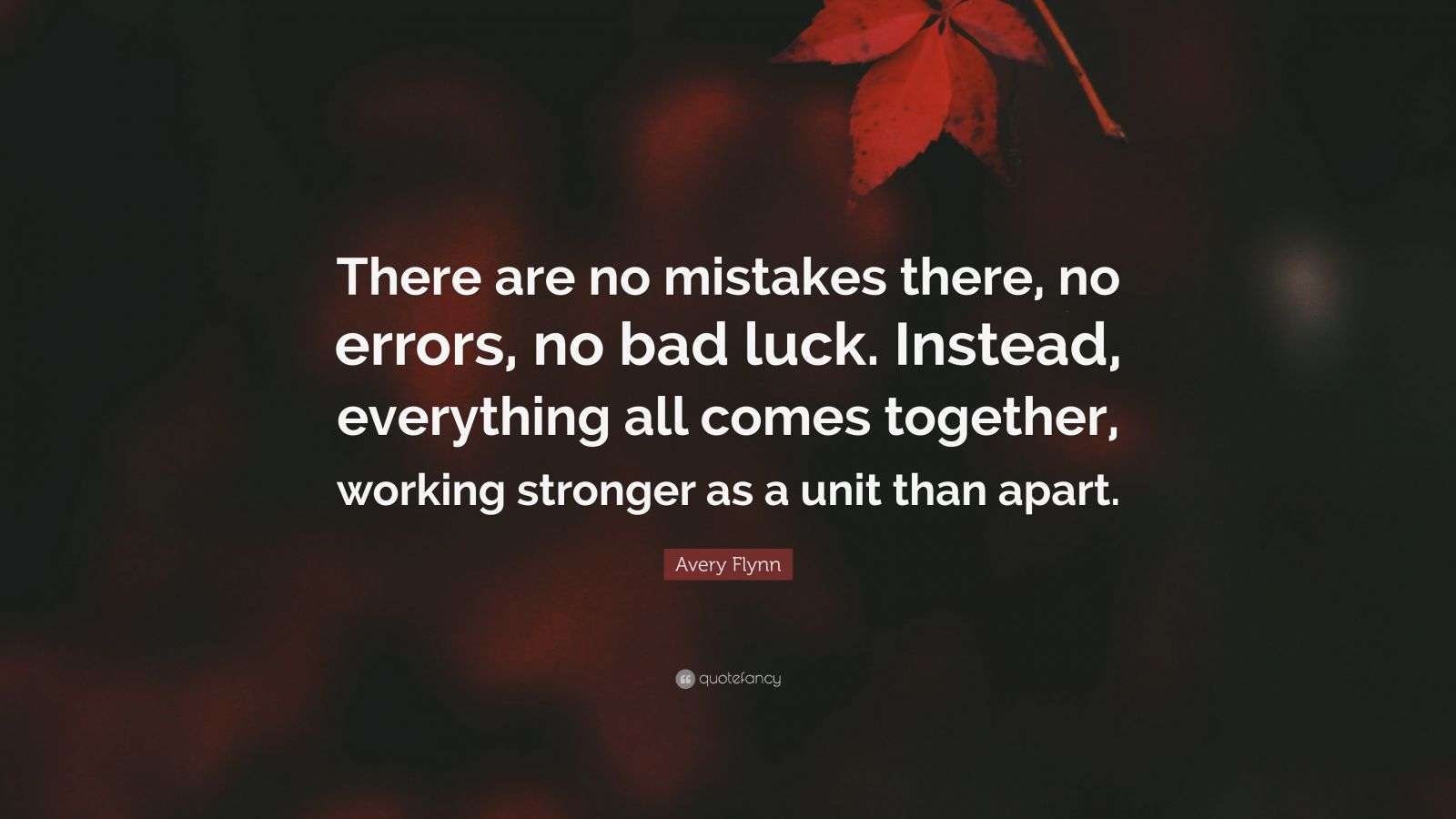 Avery Flynn Quote: “There are no mistakes there, no errors, no bad luck ...