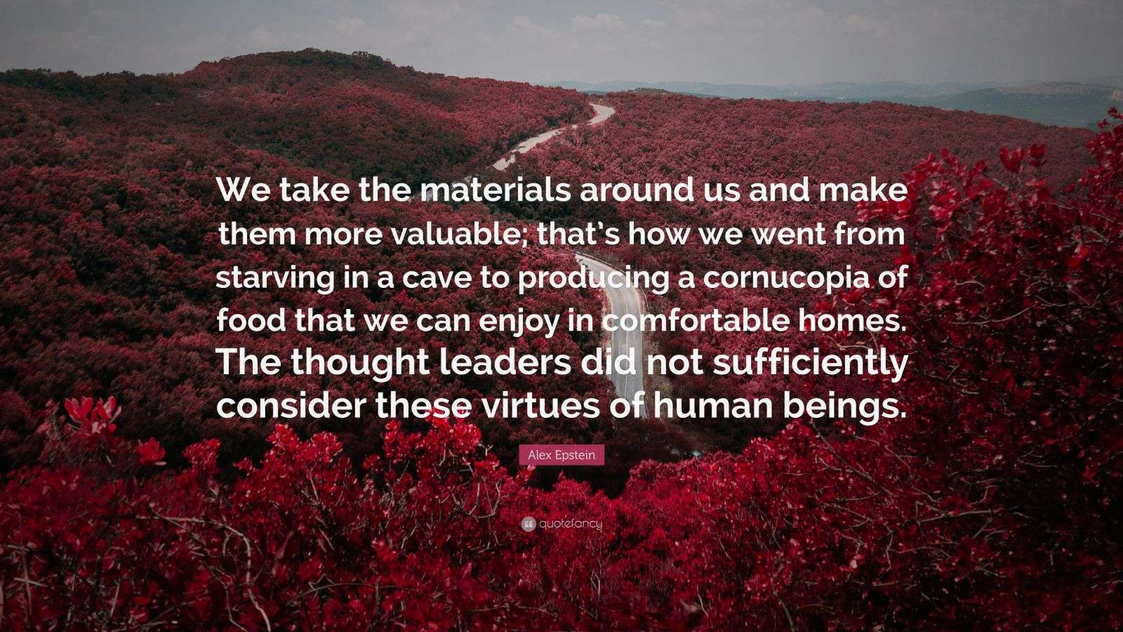 Alex Epstein Quote: “We take the materials around us and make them more ...