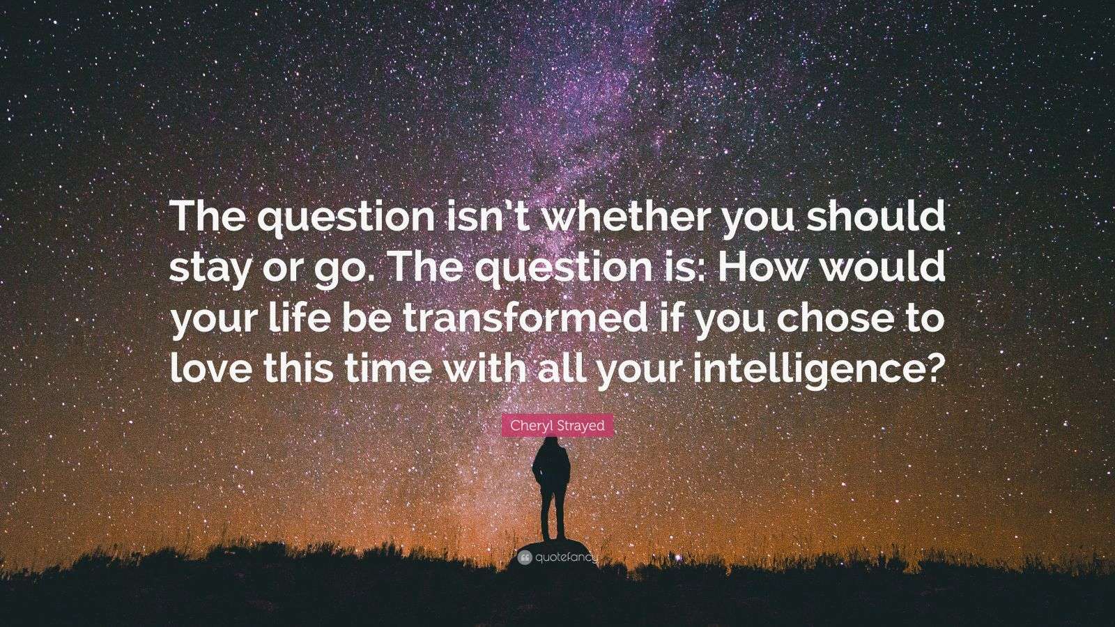 Cheryl Strayed Quote: “The question isn’t whether you should stay or go ...