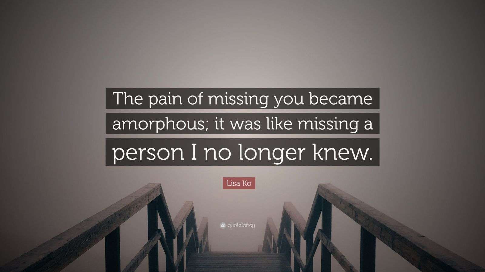 Lisa Ko Quote: “The pain of missing you became amorphous; it was like ...