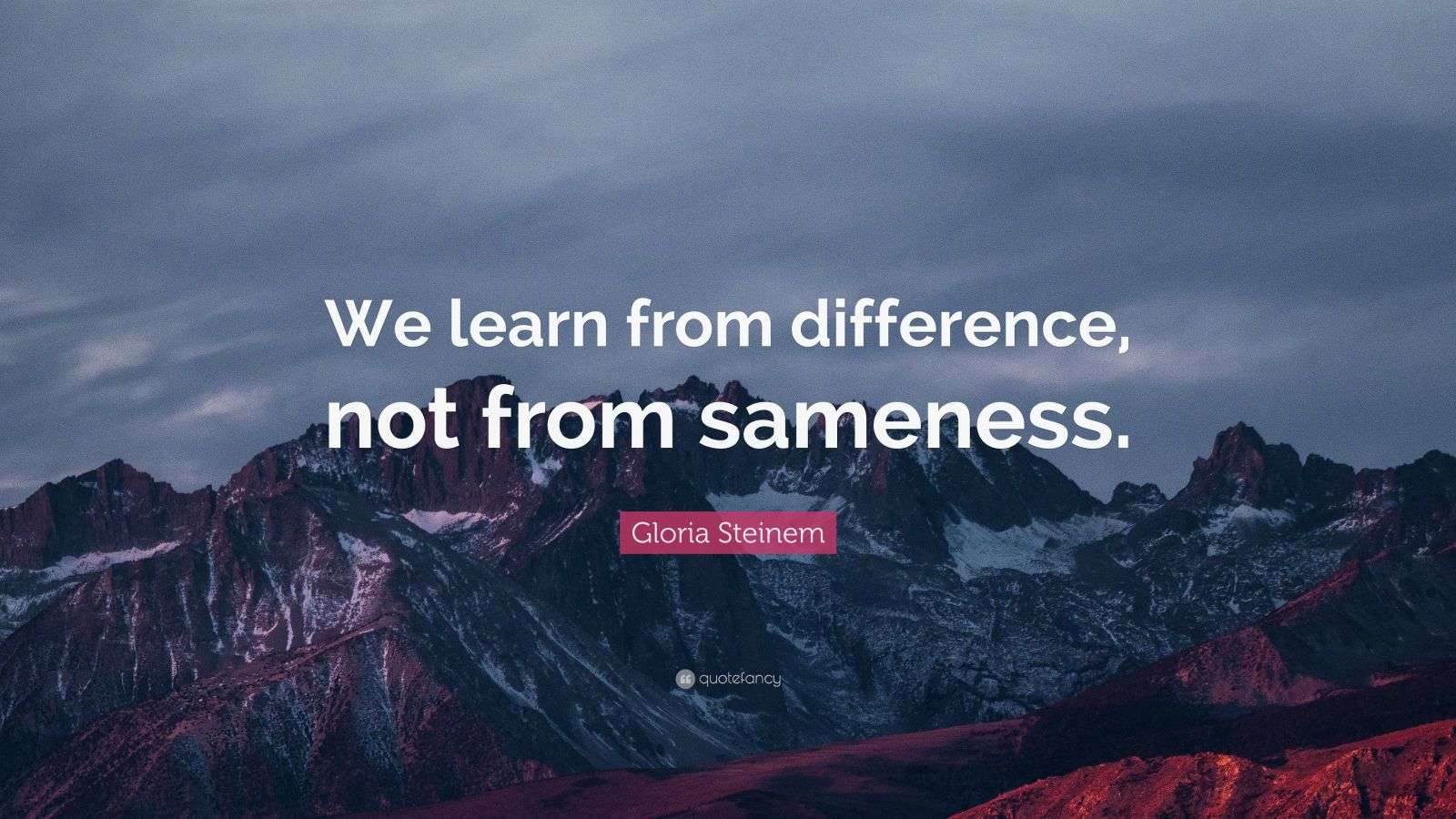 Gloria Steinem Quote: “We learn from difference, not from sameness.”