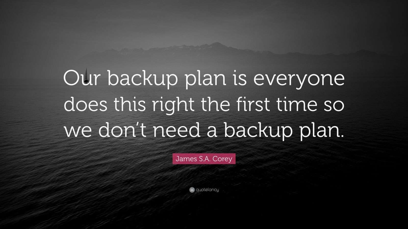 James S.A. Corey Quote: “Our backup plan is everyone does this right ...