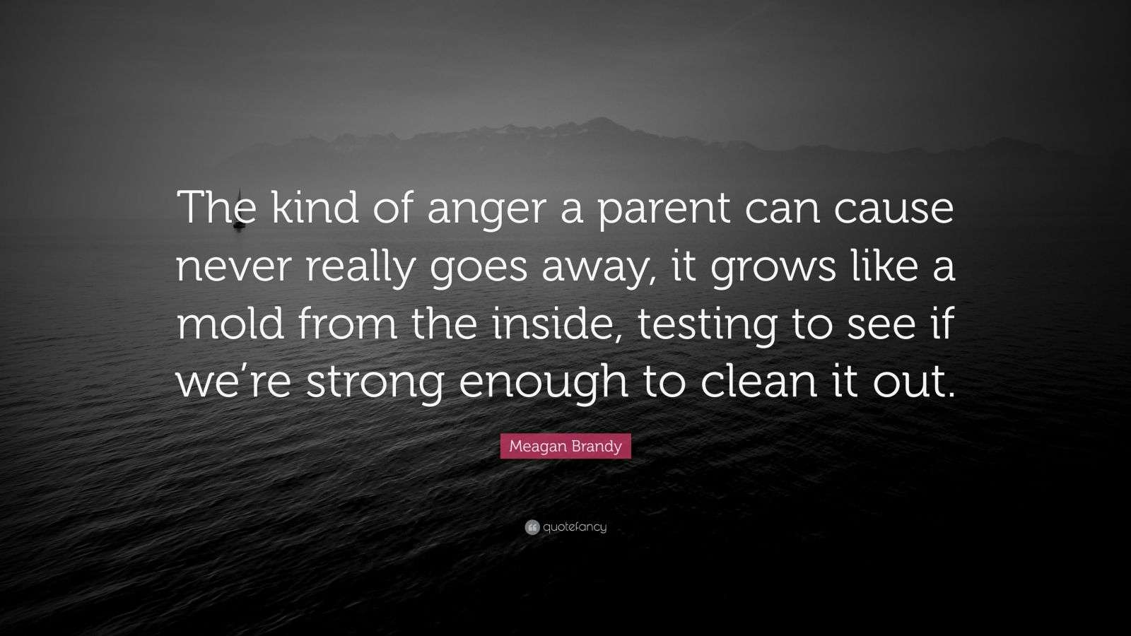 Meagan Brandy Quote: “The kind of anger a parent can cause never really ...