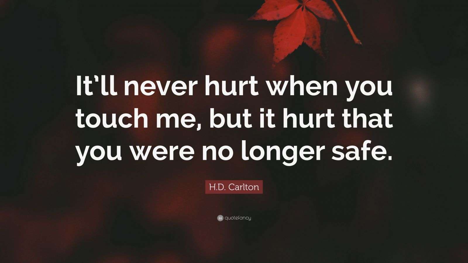 H.D. Carlton Quote: “It’ll never hurt when you touch me, but it hurt ...