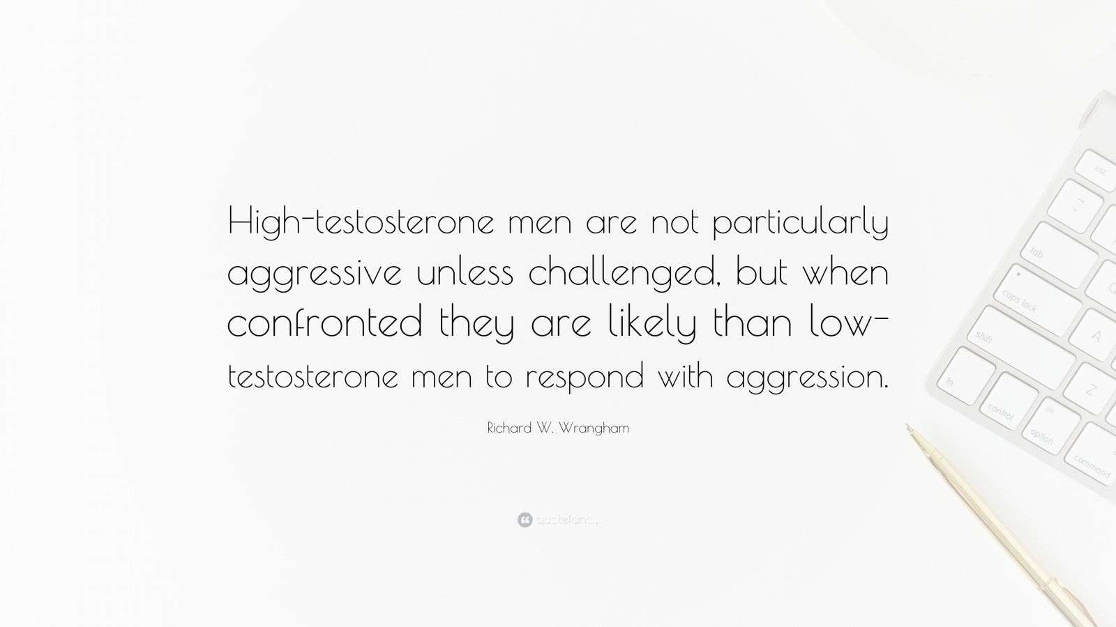 Richard W. Wrangham Quote: “High-testosterone men are not particularly ...