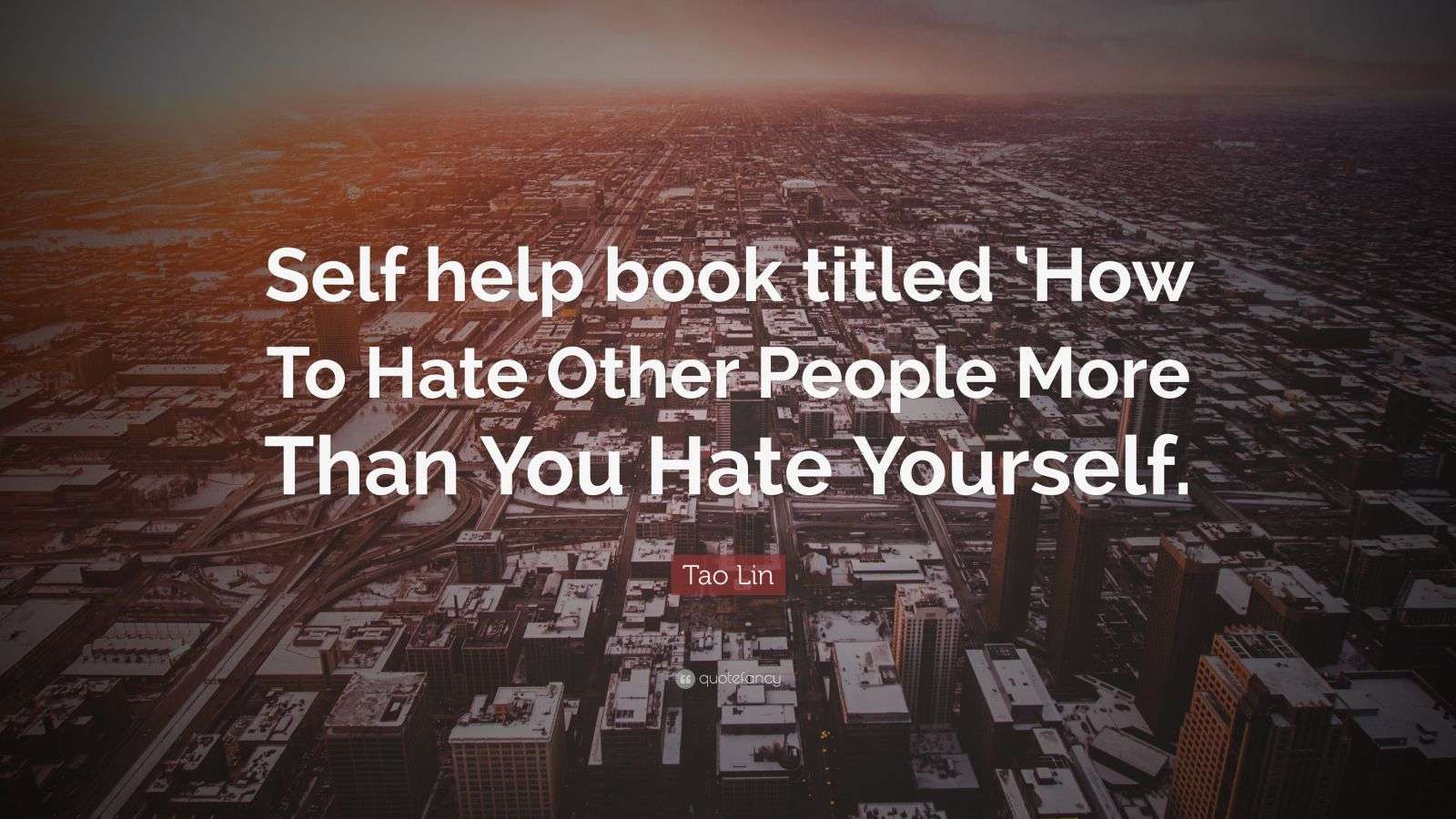 Tao Lin Quote: “Self help book titled ‘How To Hate Other People More ...