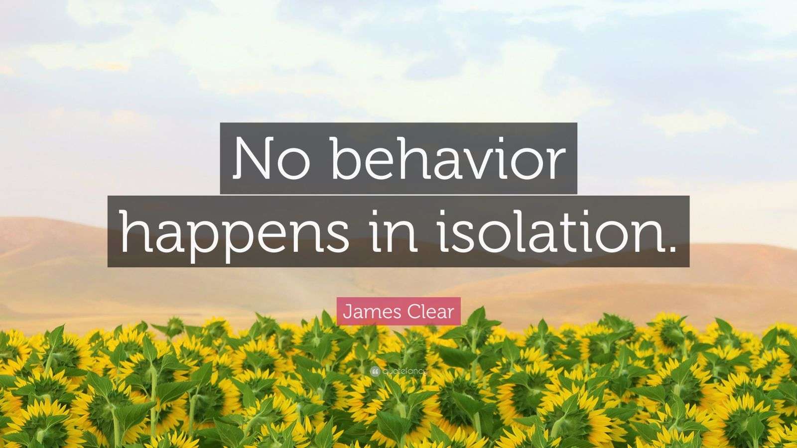 James Clear Quote: “No behavior happens in isolation.”