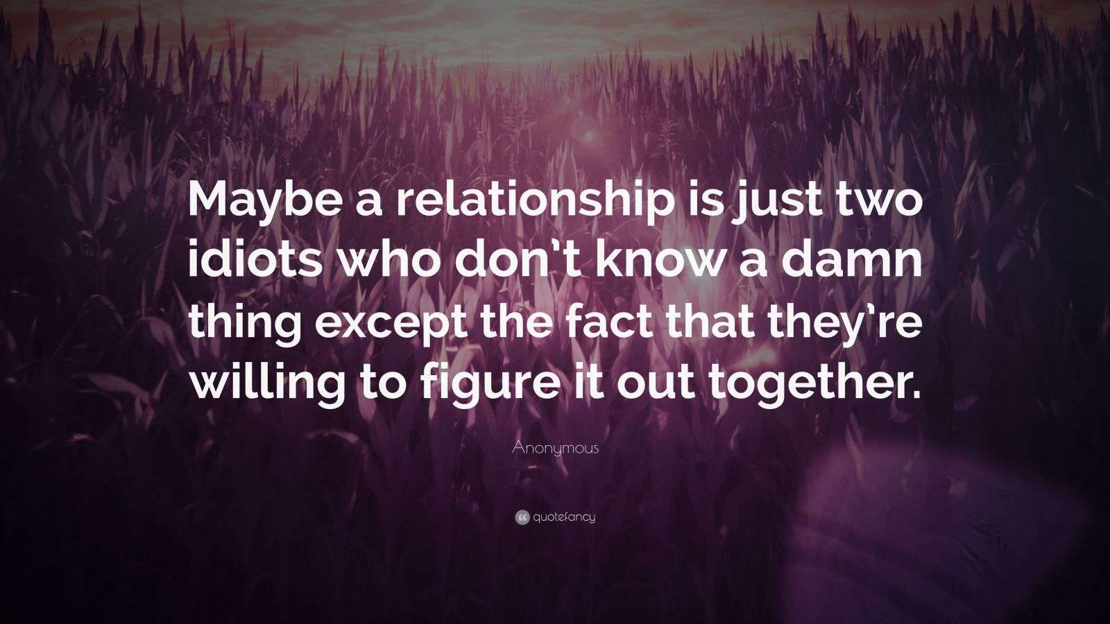 Anonymous Quote: “Maybe a relationship is just two idiots who don’t ...