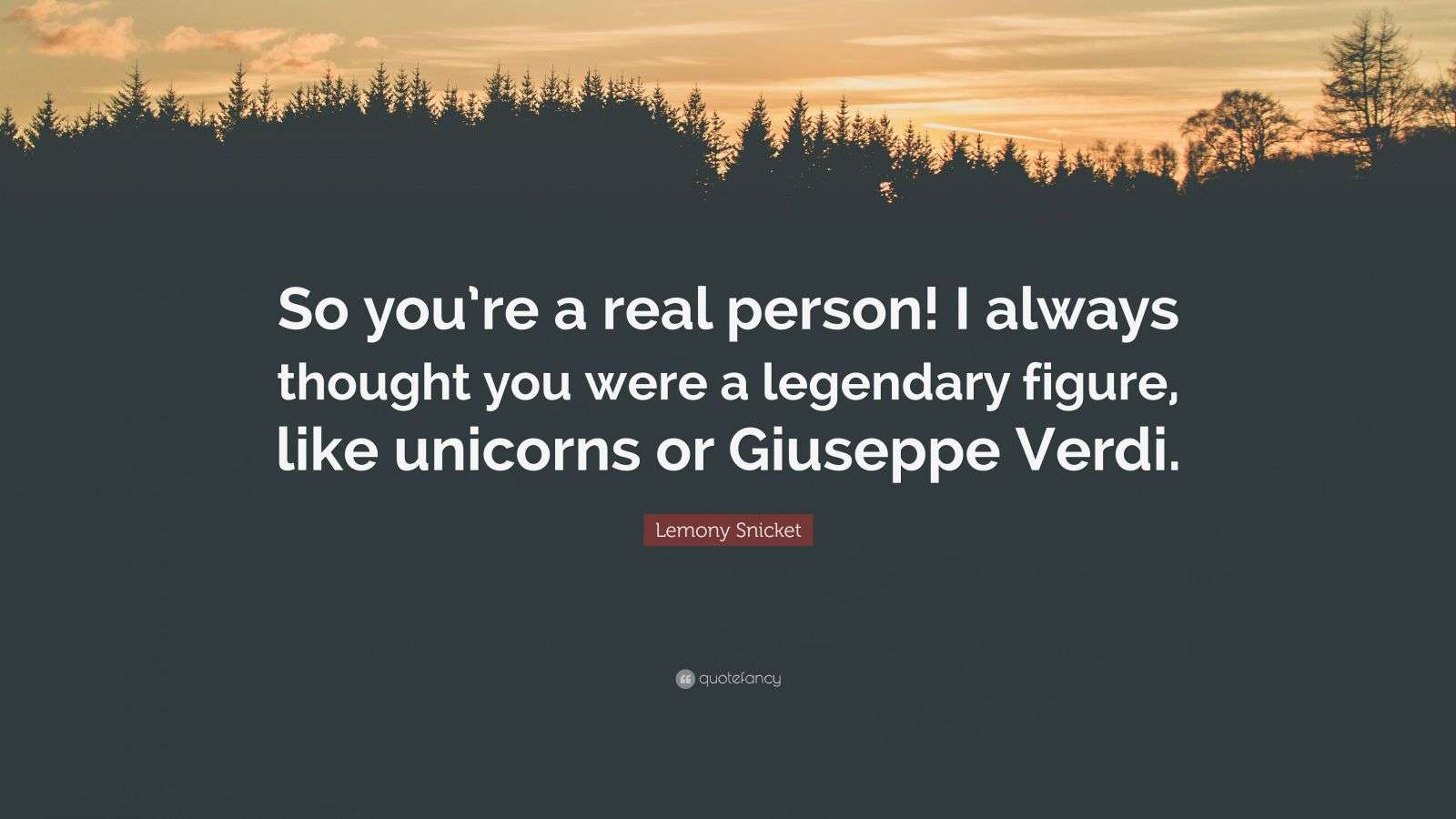 Lemony Snicket Quote: “So you’re a real person! I always thought you ...