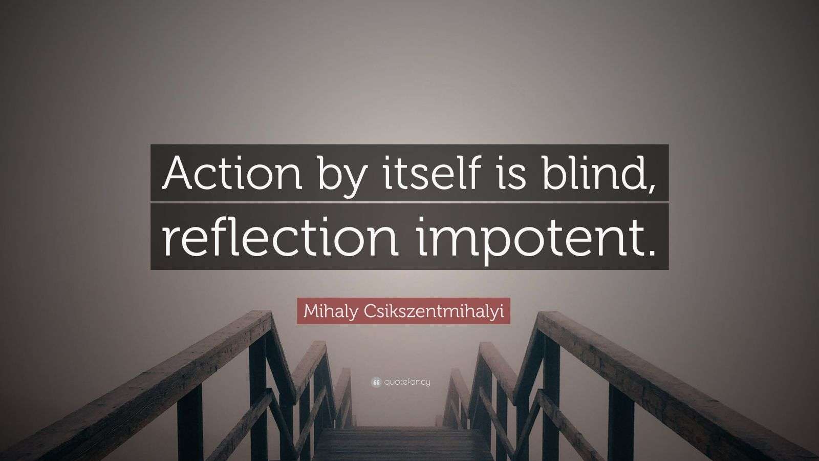 Mihaly Csikszentmihalyi Quote: “Action by itself is blind, reflection ...