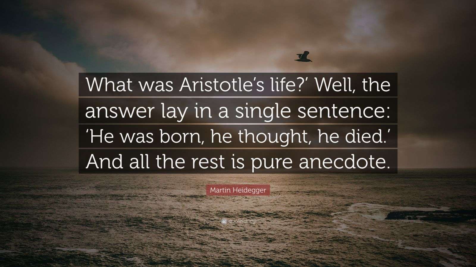 Martin Heidegger Quote: “What was Aristotle’s life?’ Well, the answer ...