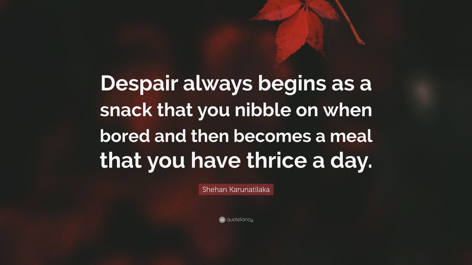 Shehan Karunatilaka Quote: “Despair always begins as a snack that you ...