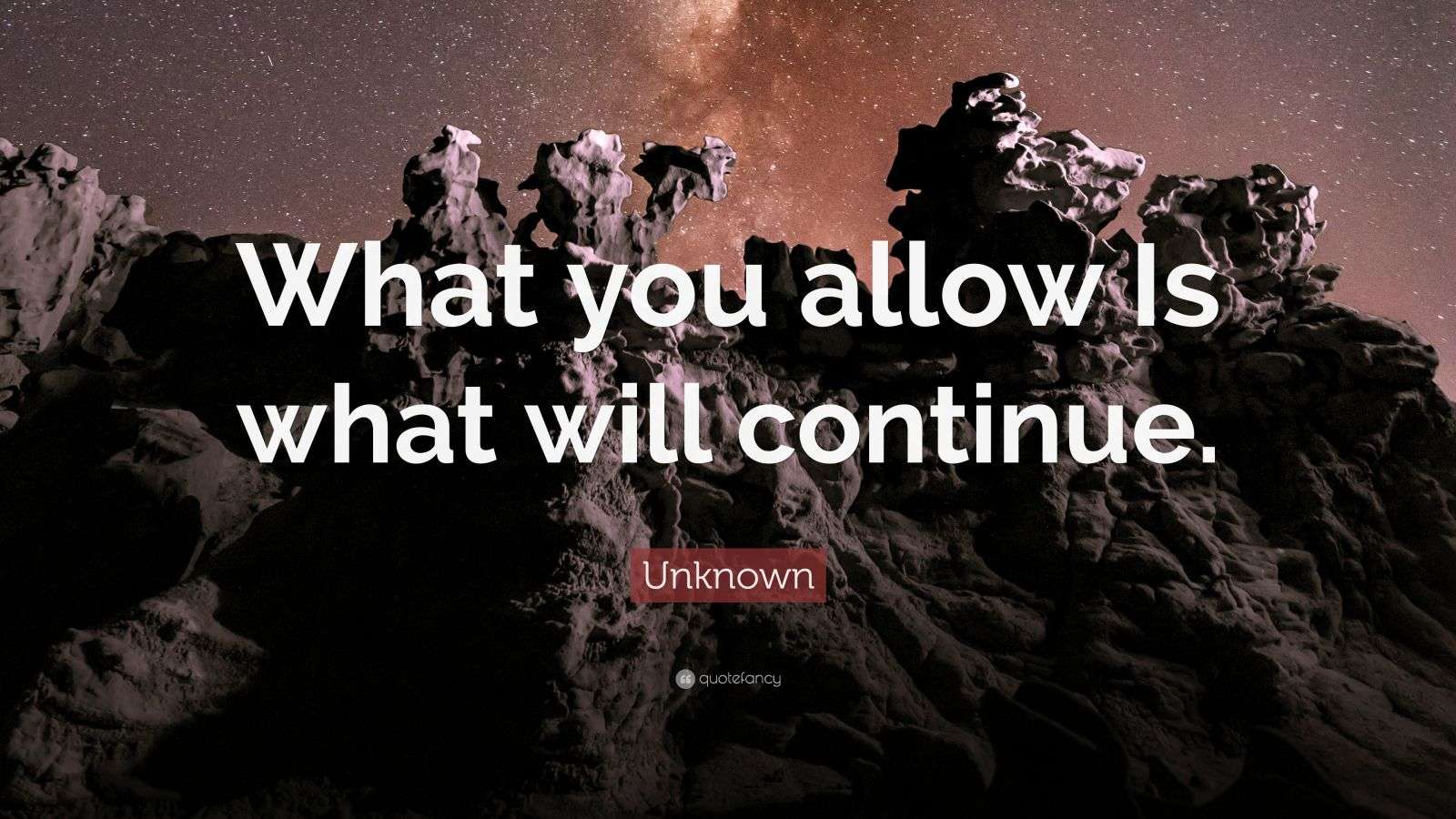 Unknown Quote: “What you allow Is what will continue.”
