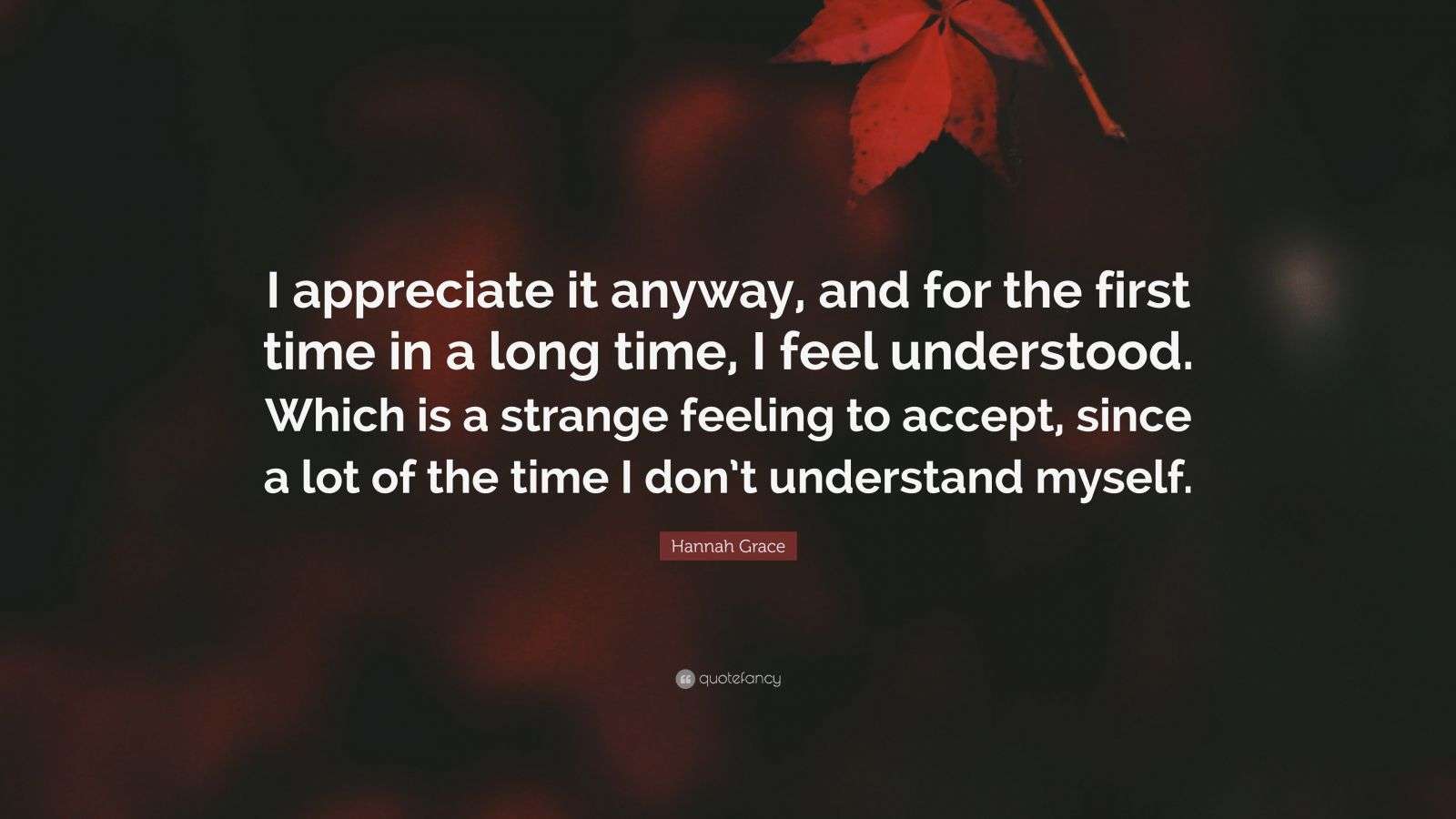 Hannah Grace Quote: “I appreciate it anyway, and for the first time in ...