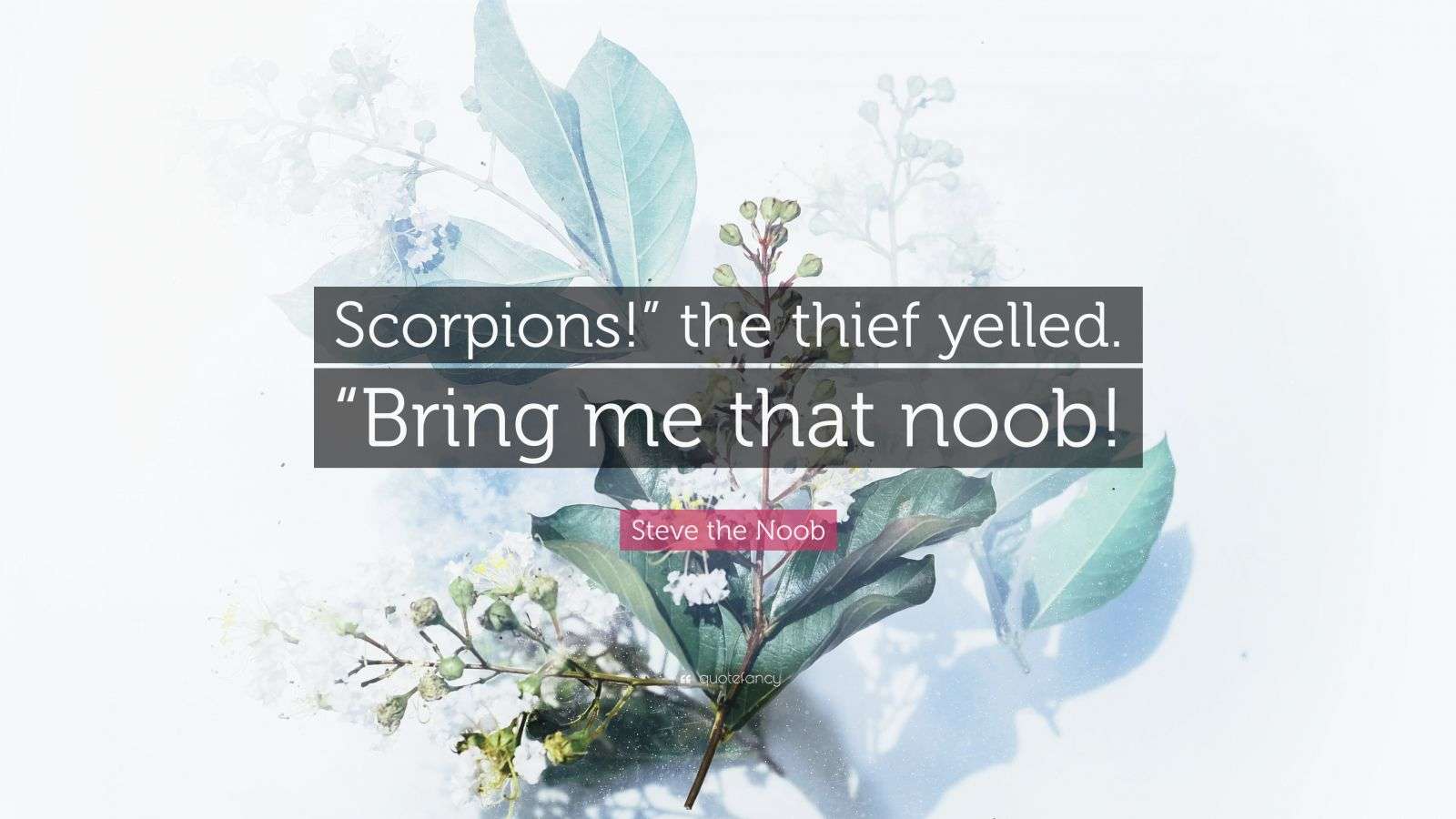 Steve the Noob Quote: “Scorpions!” the thief yelled. “Bring me that noob!”