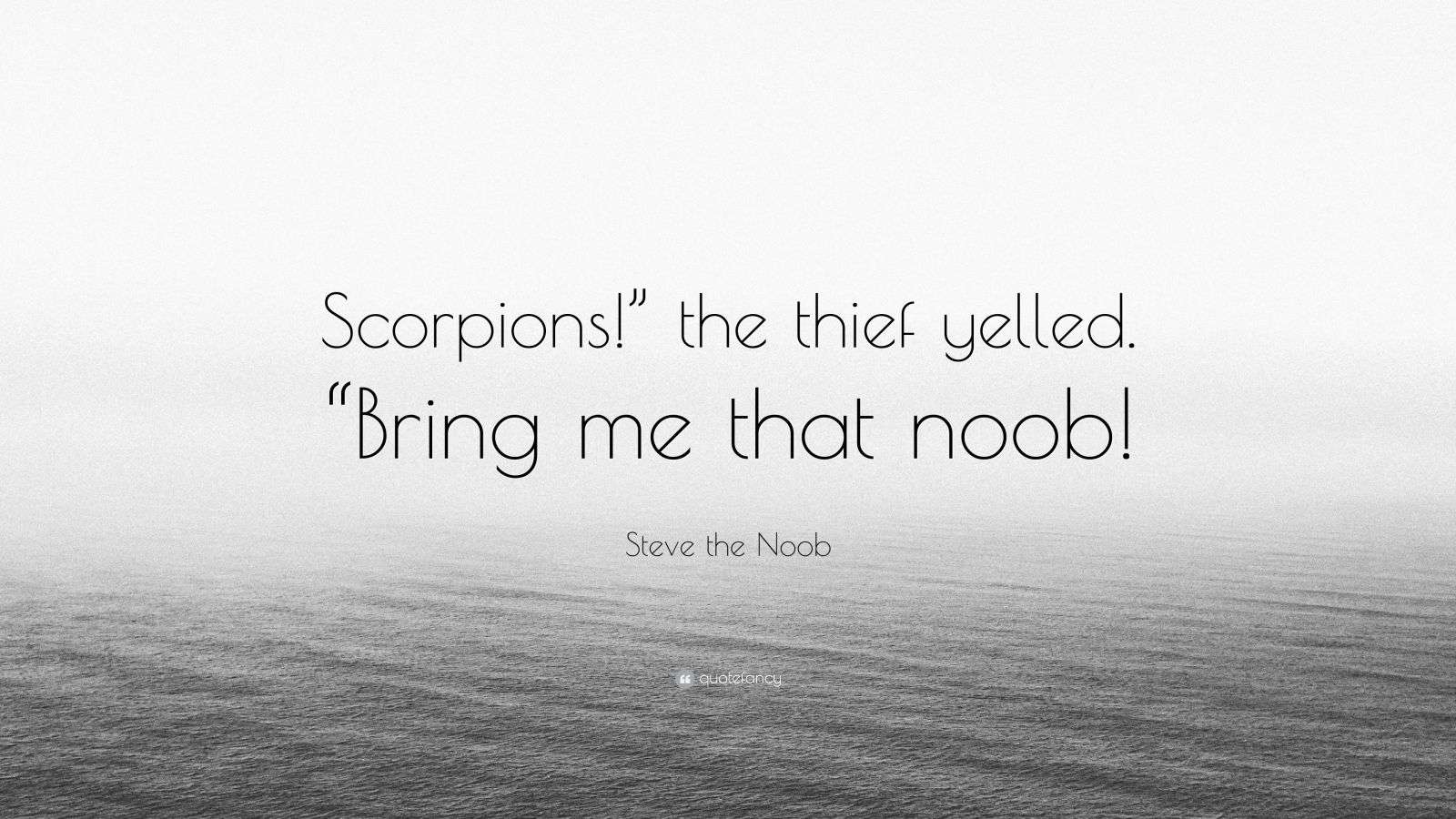Steve the Noob Quote: “Scorpions!” the thief yelled. “Bring me that noob!”