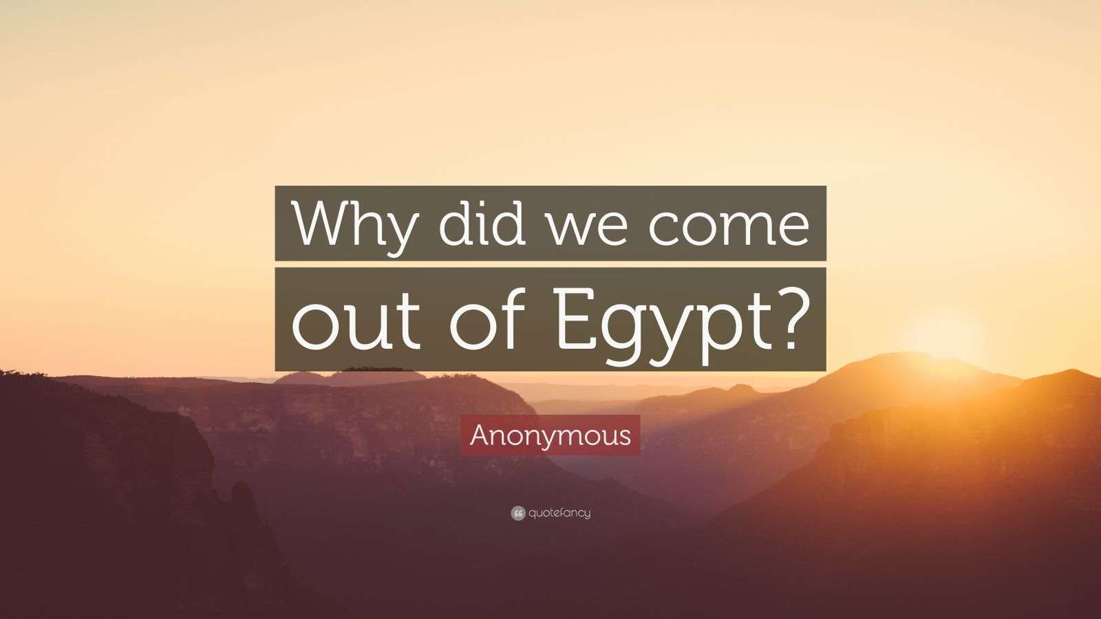 Anonymous Quote: “Why did we come out of Egypt?”