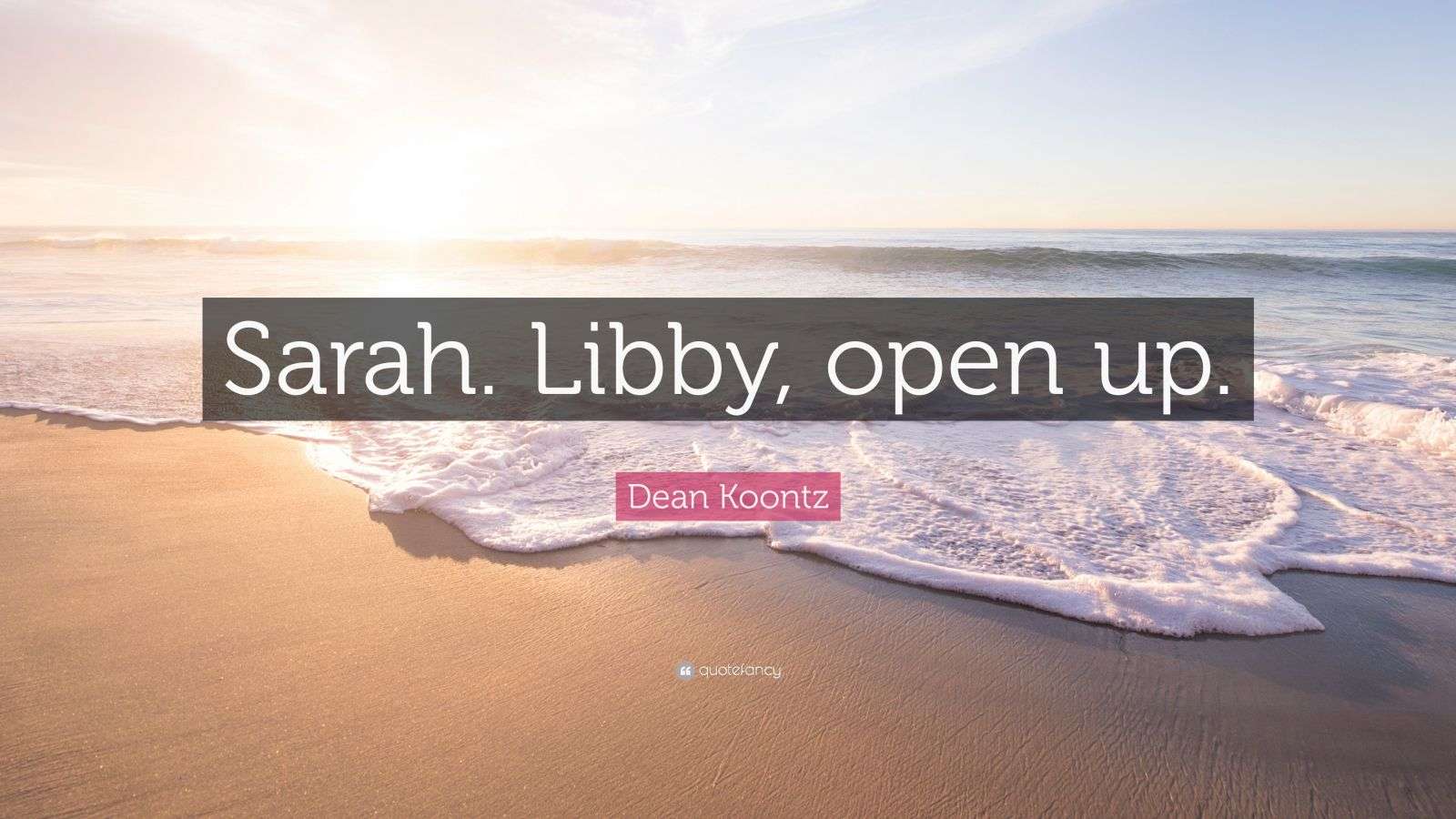 Dean Koontz Quote: “Sarah. Libby, open up.”