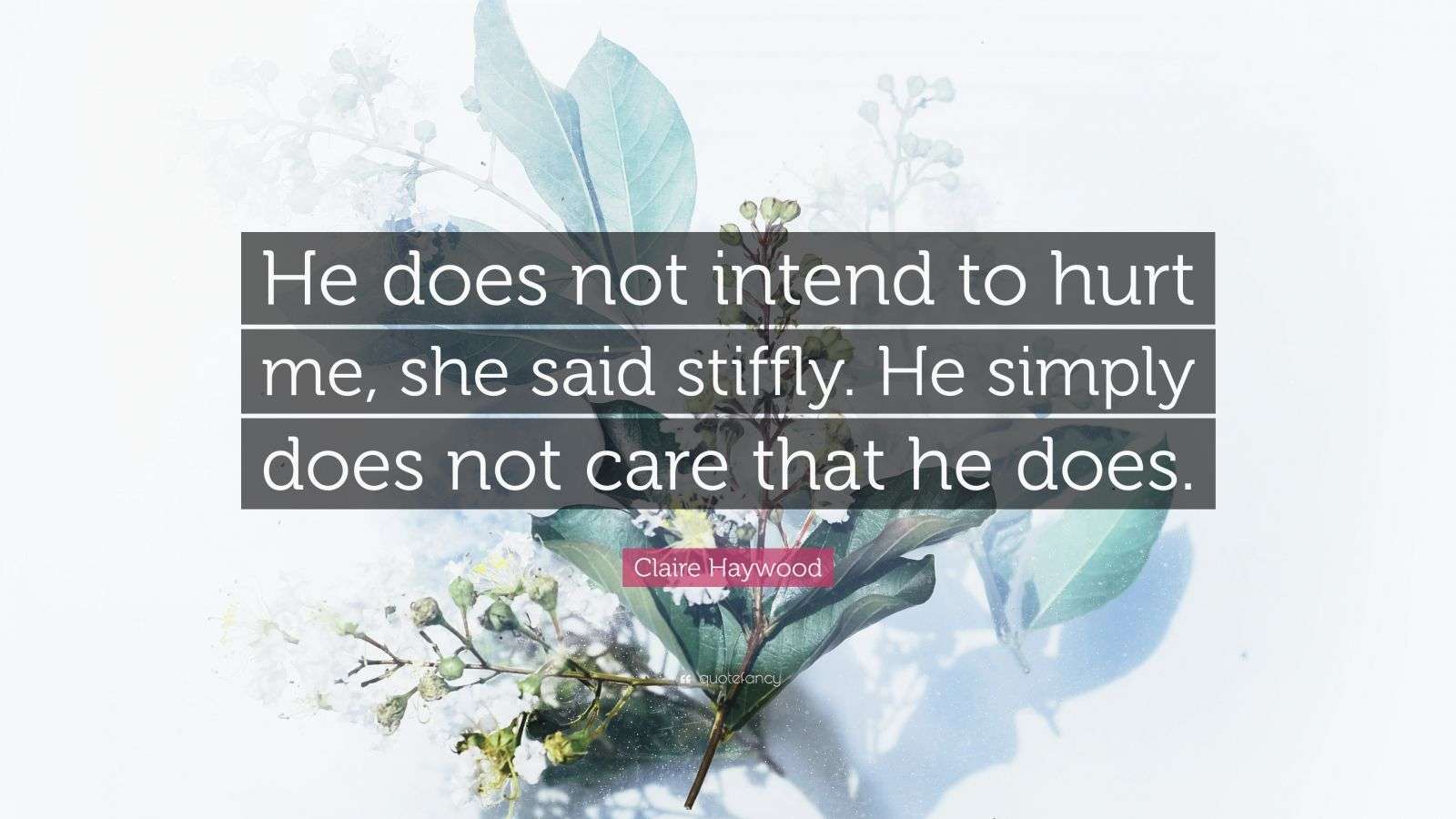 Claire Haywood Quote: “He does not intend to hurt me, she said stiffly ...