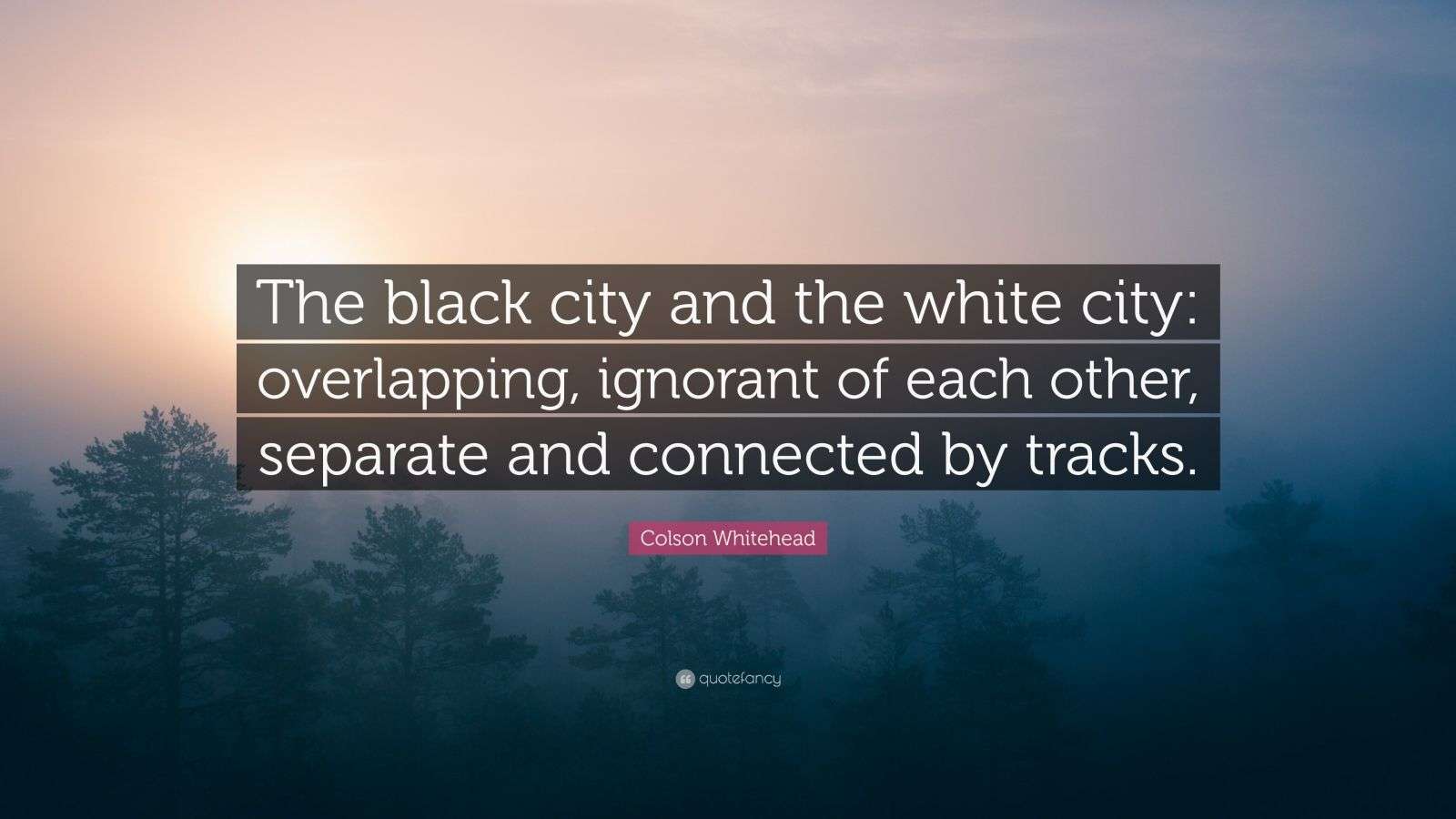 Colson Whitehead Quote: “The black city and the white city: overlapping ...