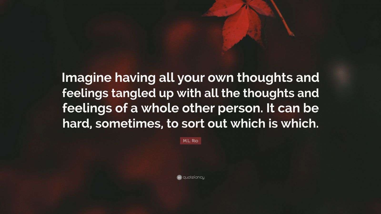 M.L. Rio Quote: “Imagine having all your own thoughts and feelings ...