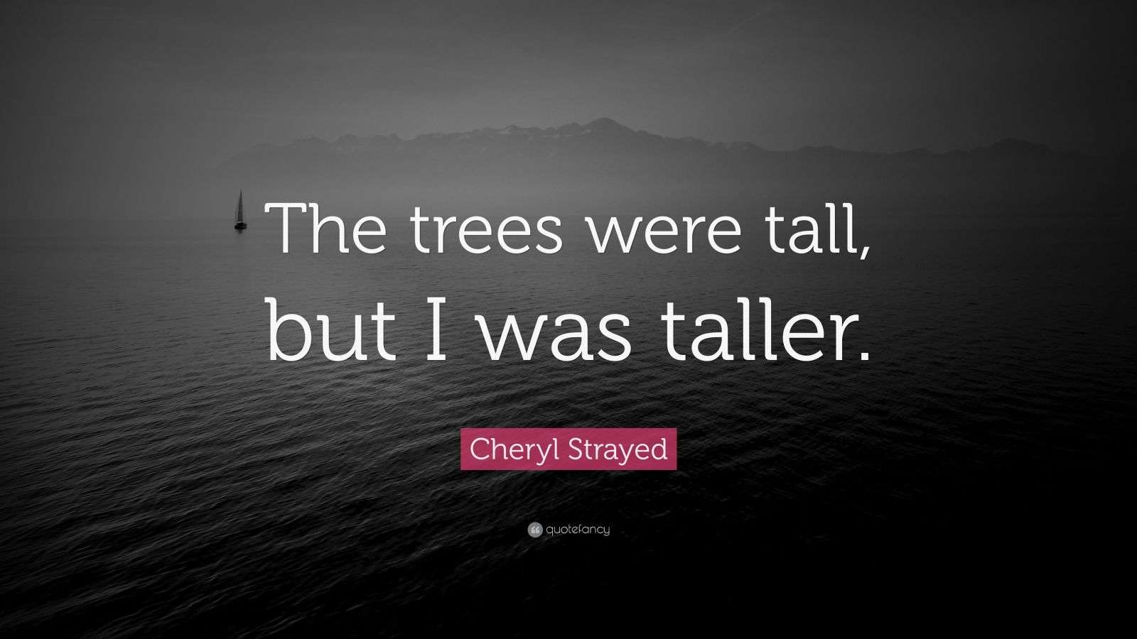 Cheryl Strayed Quote: “The trees were tall, but I was taller.”