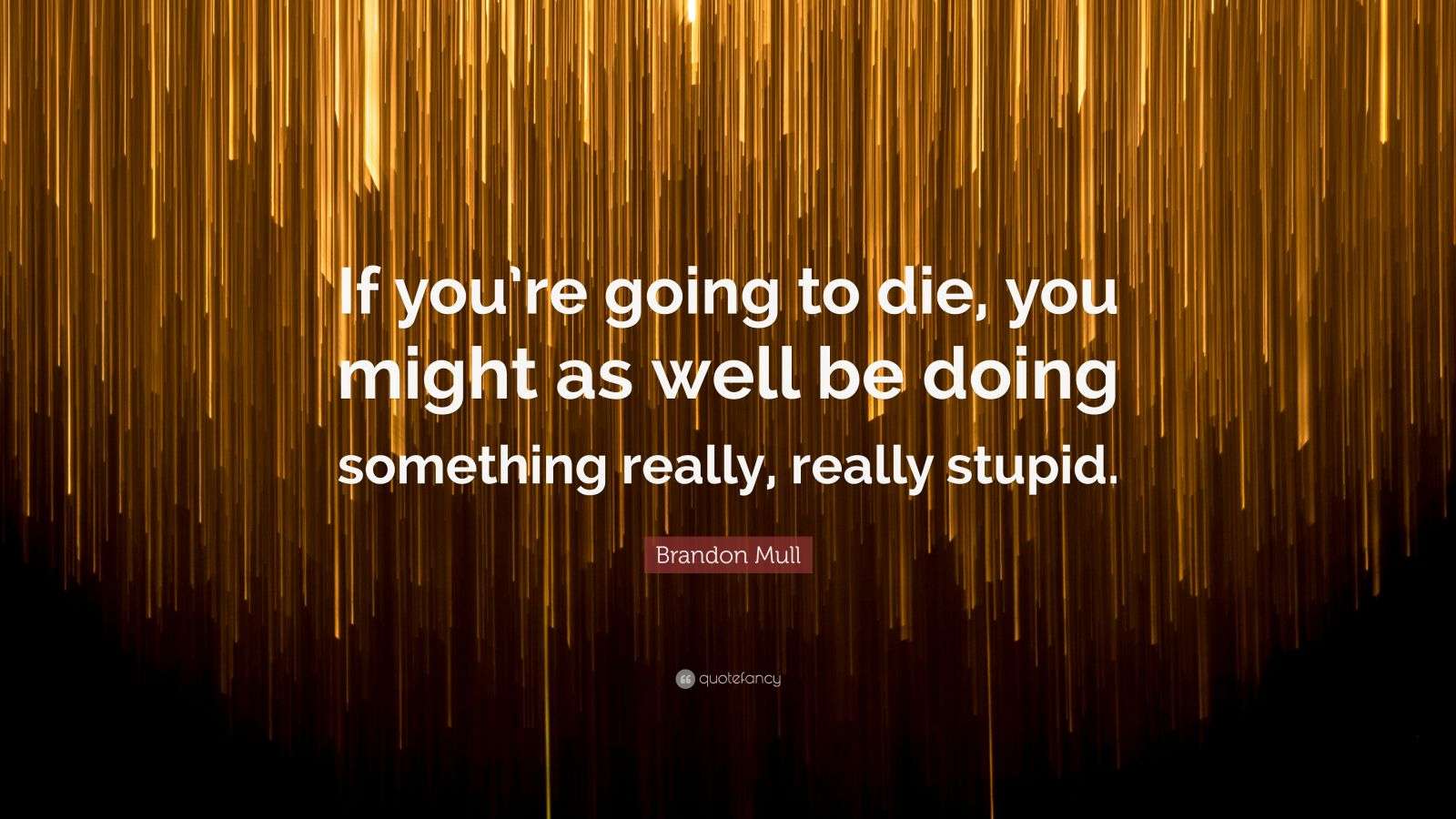 Brandon Mull Quote: “If you’re going to die, you might as well be doing ...