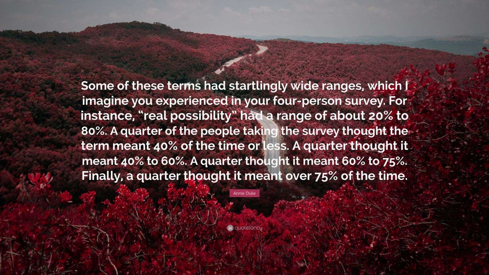 Annie Duke Quote: “Some of these terms had startlingly wide ranges ...