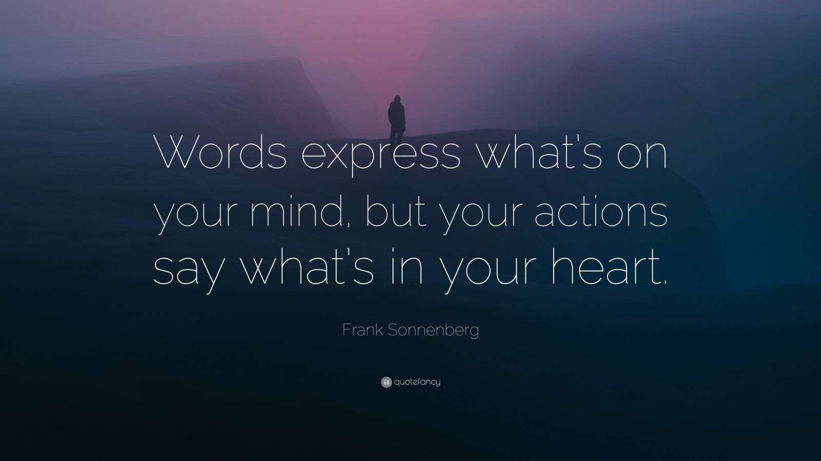 Frank Sonnenberg Quote: “Words express what’s on your mind, but your ...