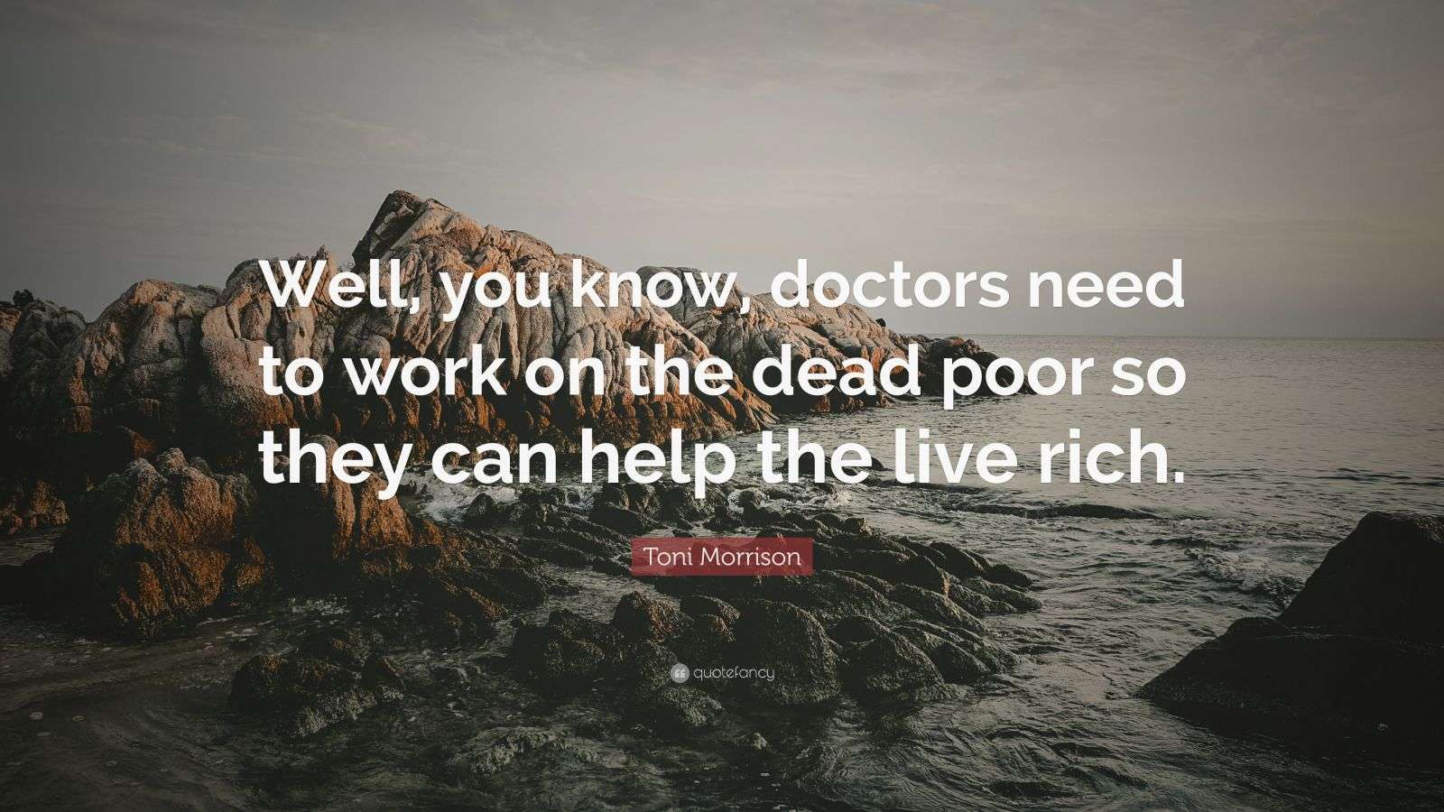 Toni Morrison Quote: “Well, you know, doctors need to work on the dead ...