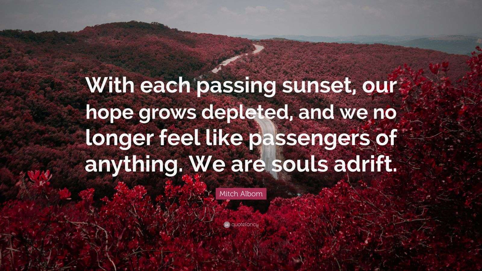 Mitch Albom Quote: “With each passing sunset, our hope grows depleted ...