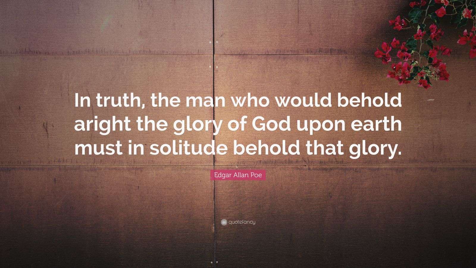 Edgar Allan Poe Quote: “In truth, the man who would behold aright the ...