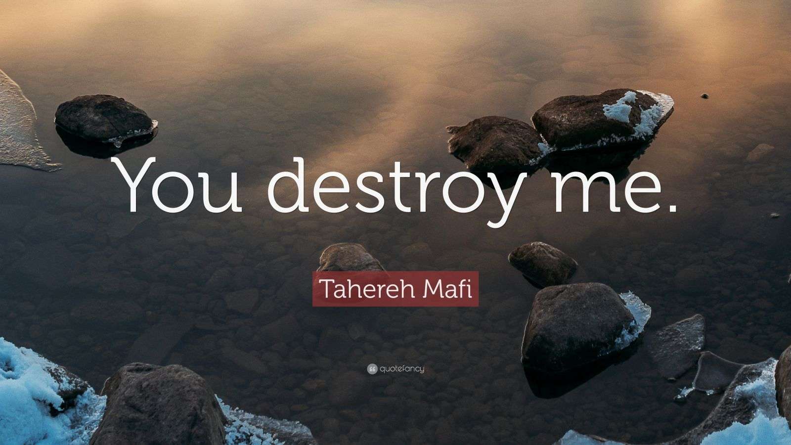 Tahereh Mafi Quote: “You destroy me.”