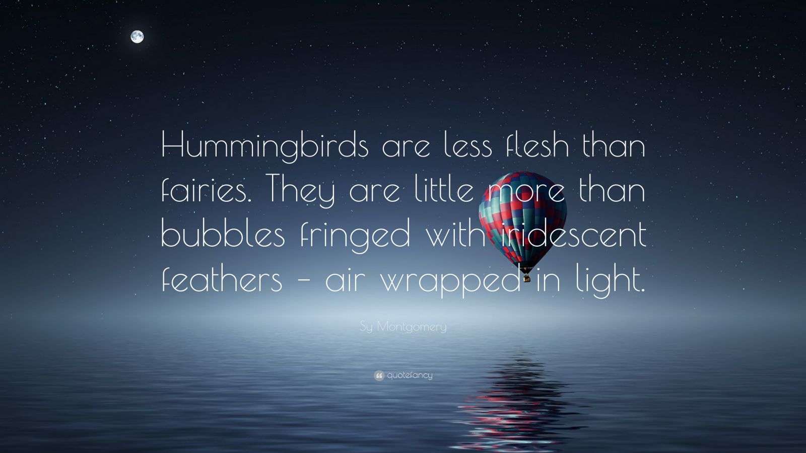 Sy Montgomery Quote: “Hummingbirds are less flesh than fairies. They ...