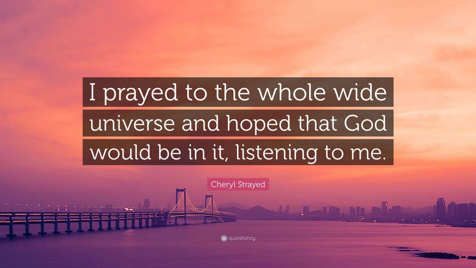 Cheryl Strayed Quote: “I prayed to the whole wide universe and hoped ...