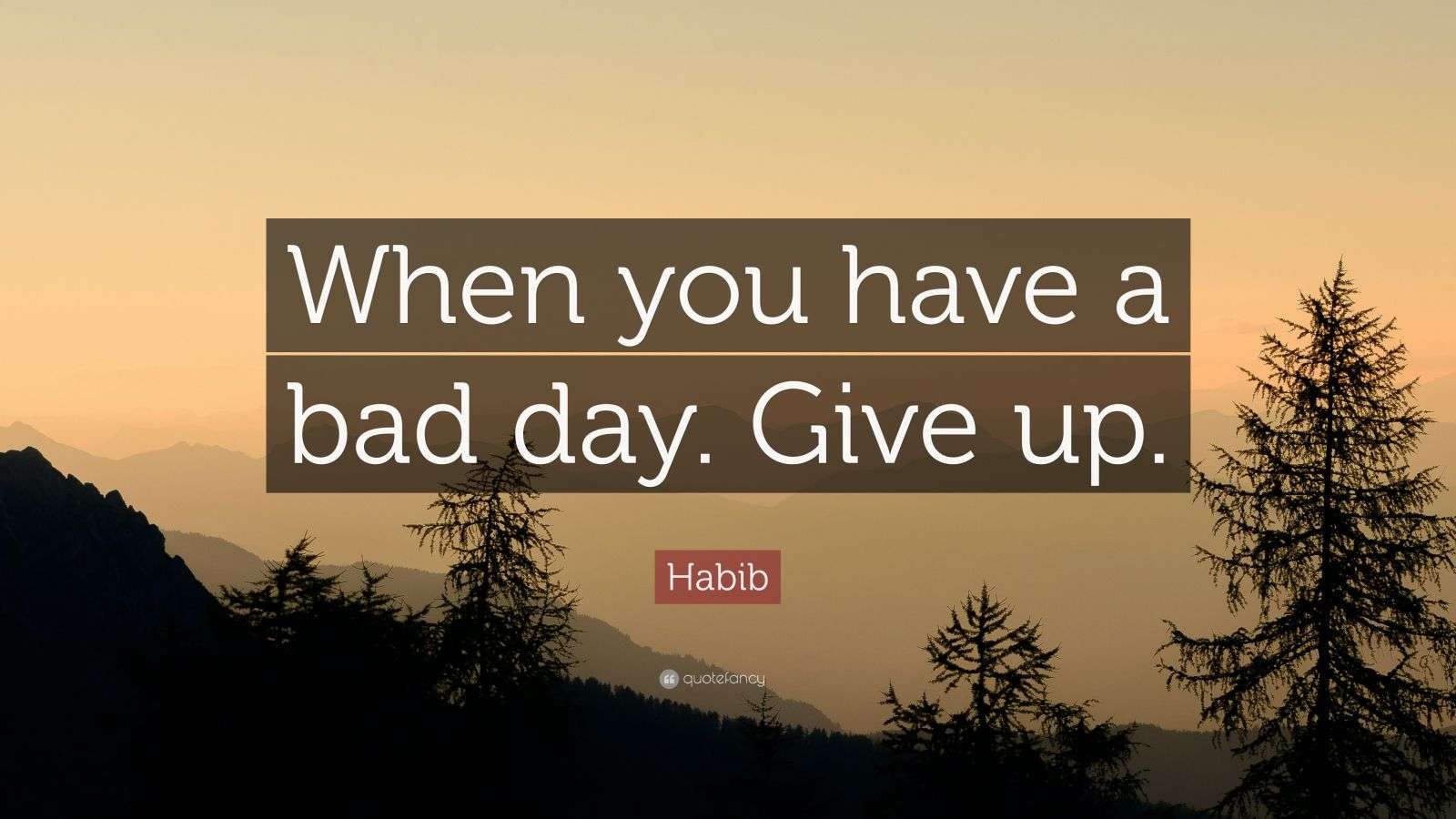 Habib Quote: “When you have a bad day. Give up.”