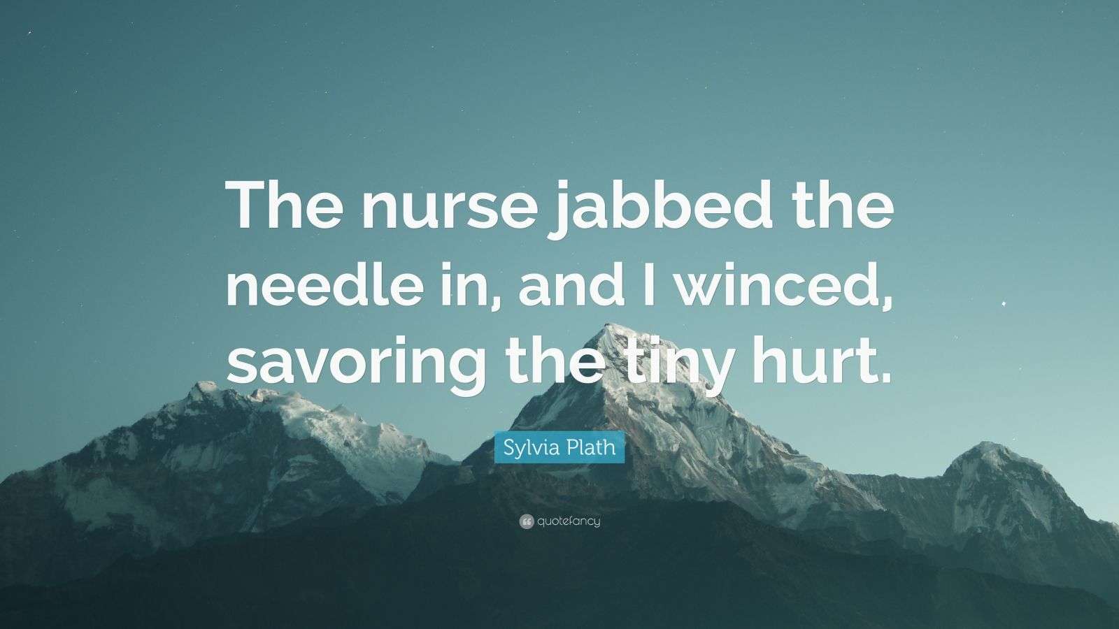Sylvia Plath Quote: “The nurse jabbed the needle in, and I winced ...