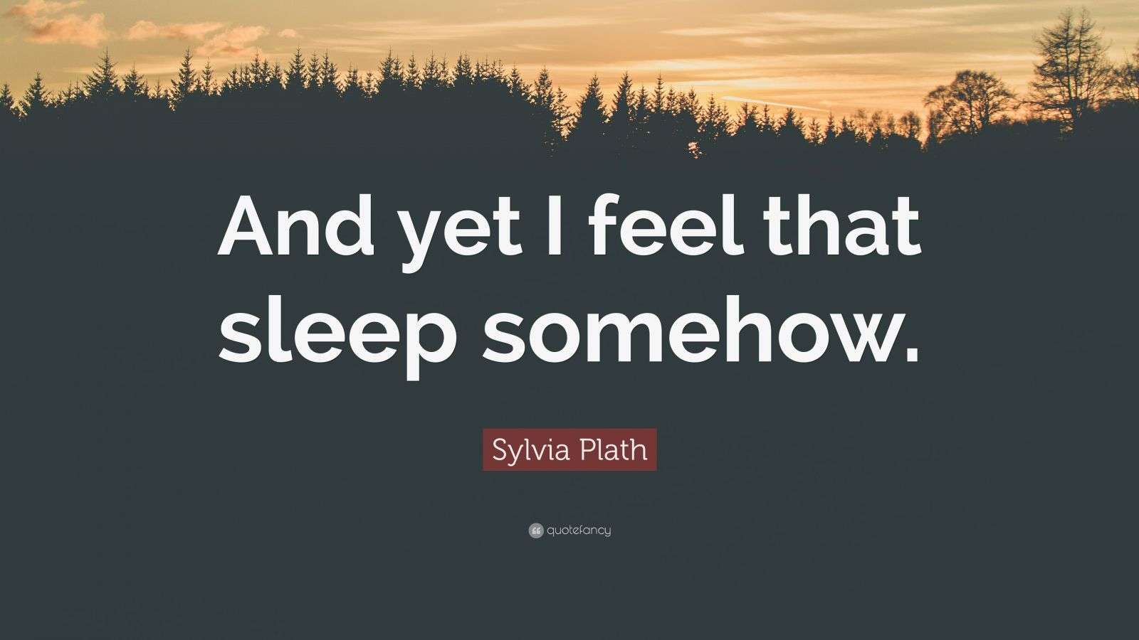 Sylvia Plath Quote: “And yet I feel that sleep somehow.”