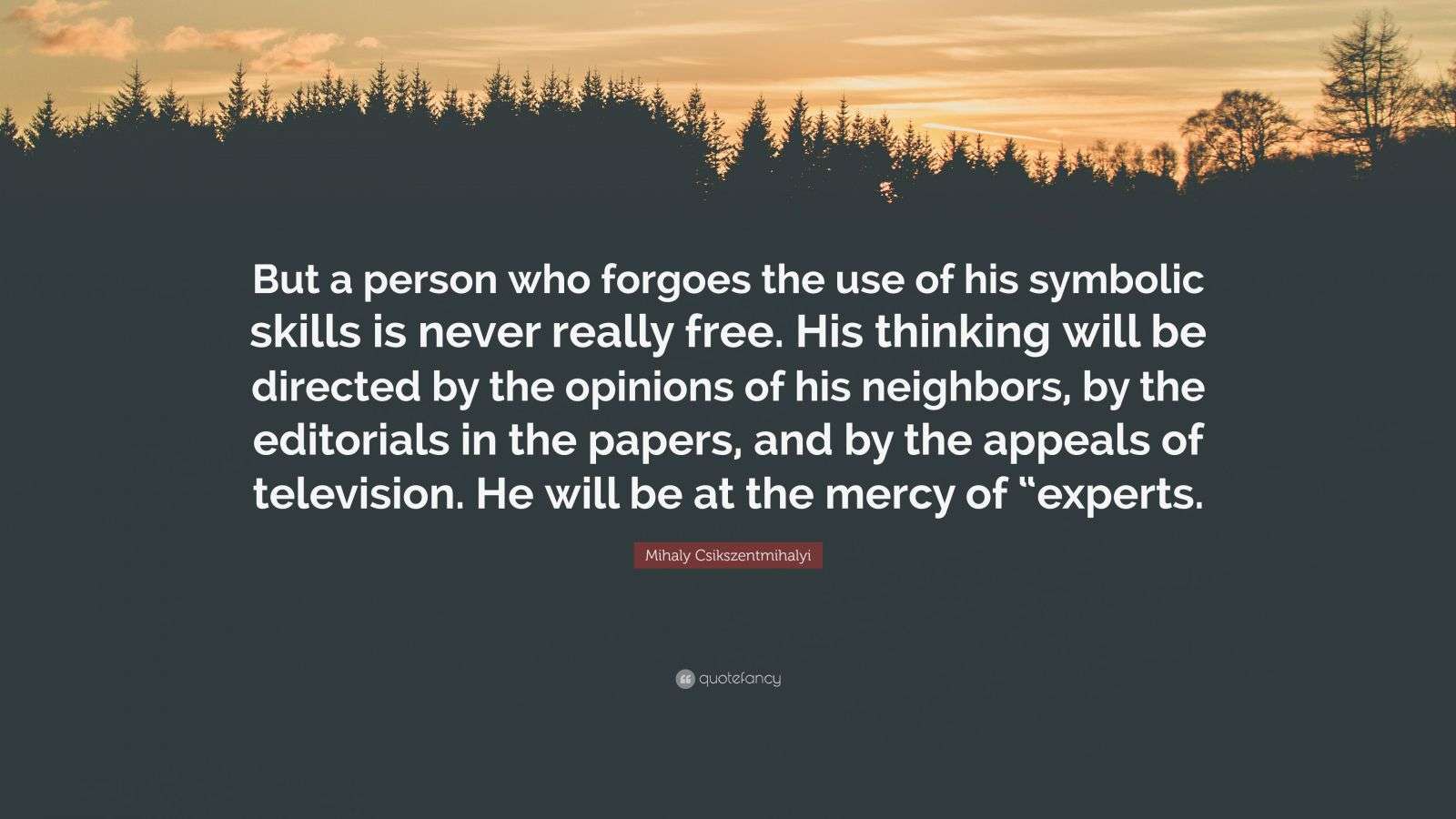Mihaly Csikszentmihalyi Quote: “But a person who forgoes the use of his ...