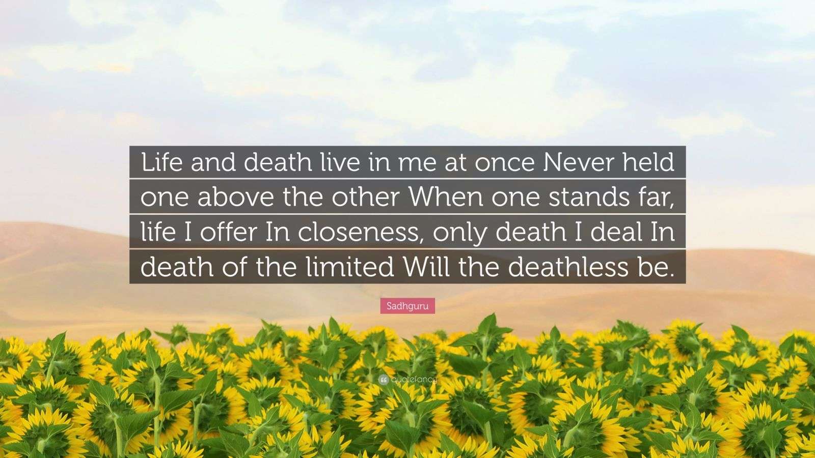 Sadhguru Quote: “Life and death live in me at once Never held one above ...