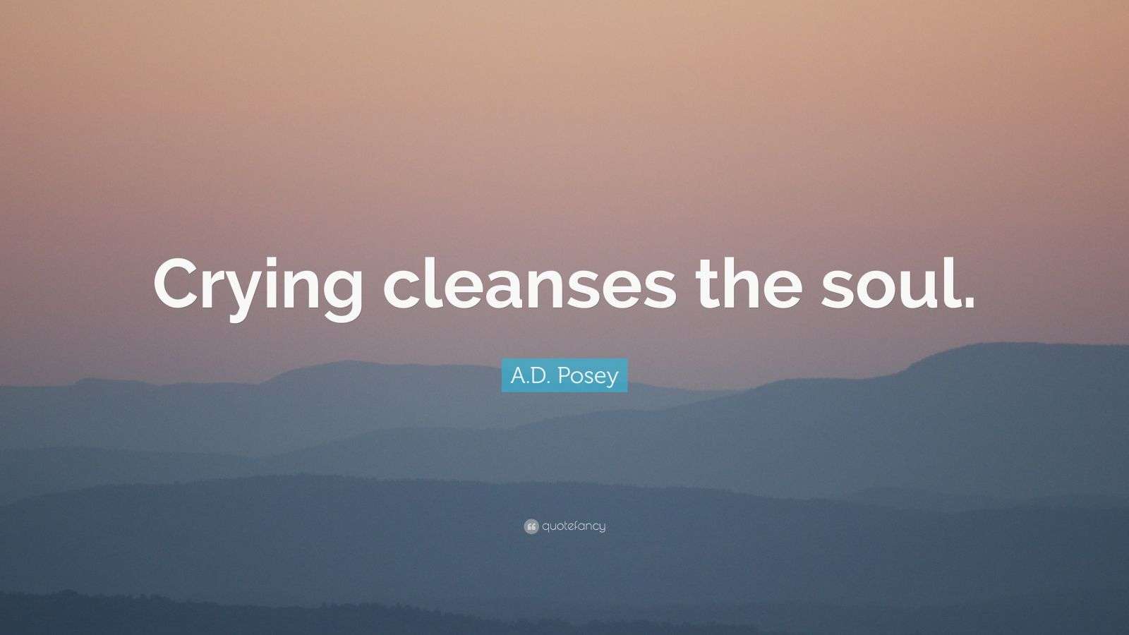 A.D. Posey Quote: “Crying cleanses the soul.”