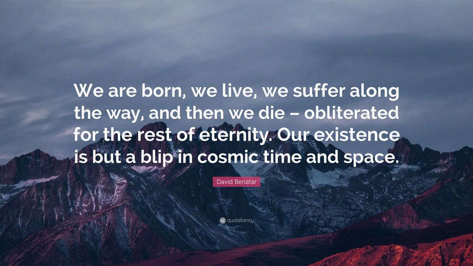 David Benatar Quote: “We are born, we live, we suffer along the way ...