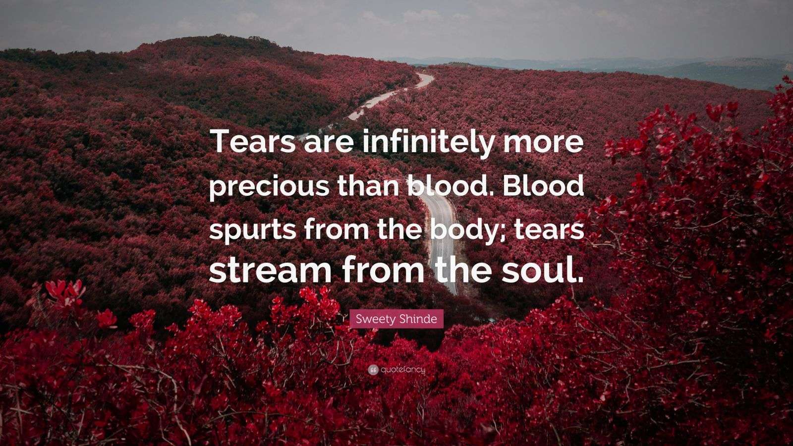 Sweety Shinde Quote: “Tears are infinitely more precious than blood ...